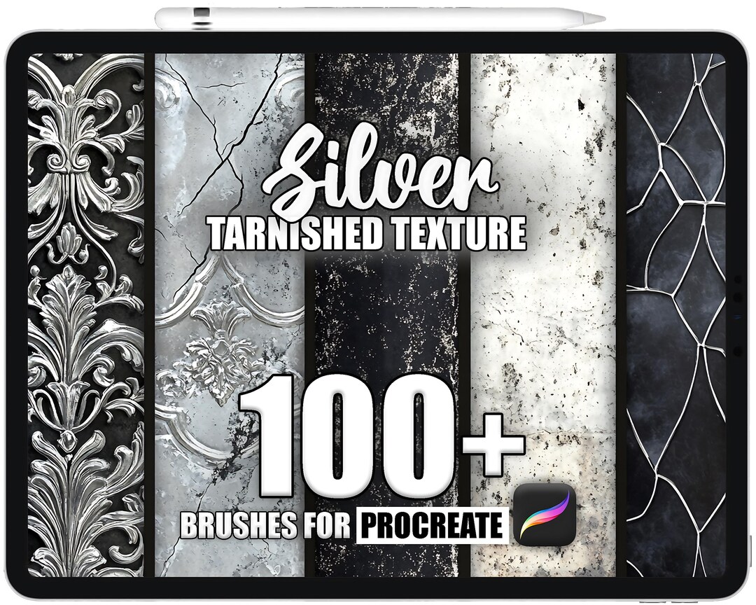 100+ Tarnished Silver Texture Procreate Pattern Brushes, Seamless ...