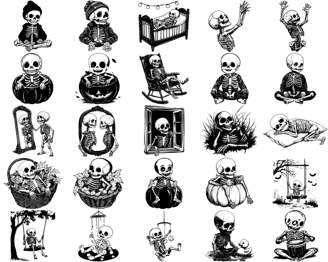 Baby Skeleton SVG Bundle, Set of 100, Instant Digital Download Svg Png ...