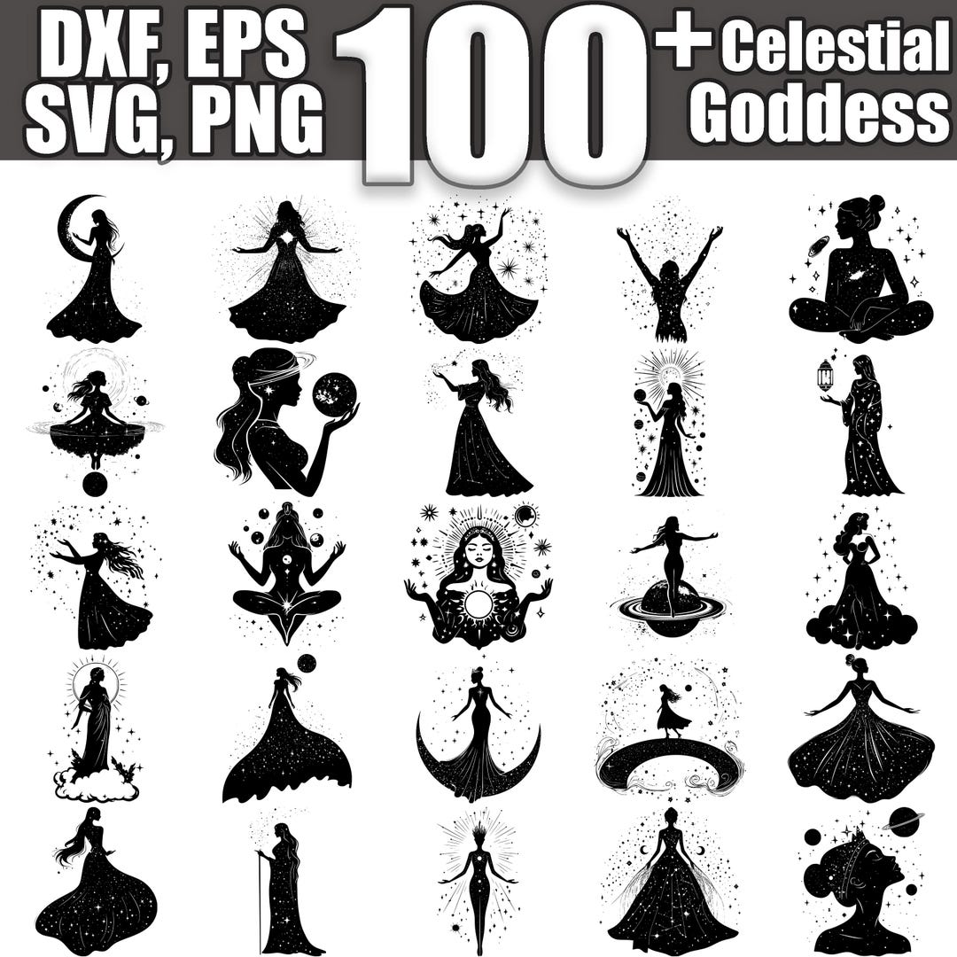 Celestial Goddess SVG Bundle, Set of 100, Instant Digital Download Svg ...