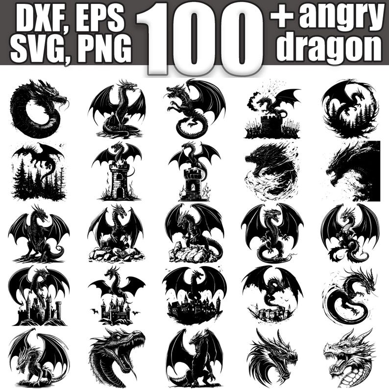 Angry Dragon SVG Bundle, Set of 100, Instant Digital Download Svg Png ...