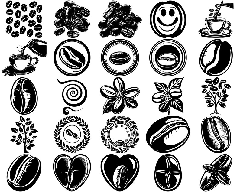 Coffee Beans SVG Bundle, Set of 100, Instant Digital Download Svg Png ...