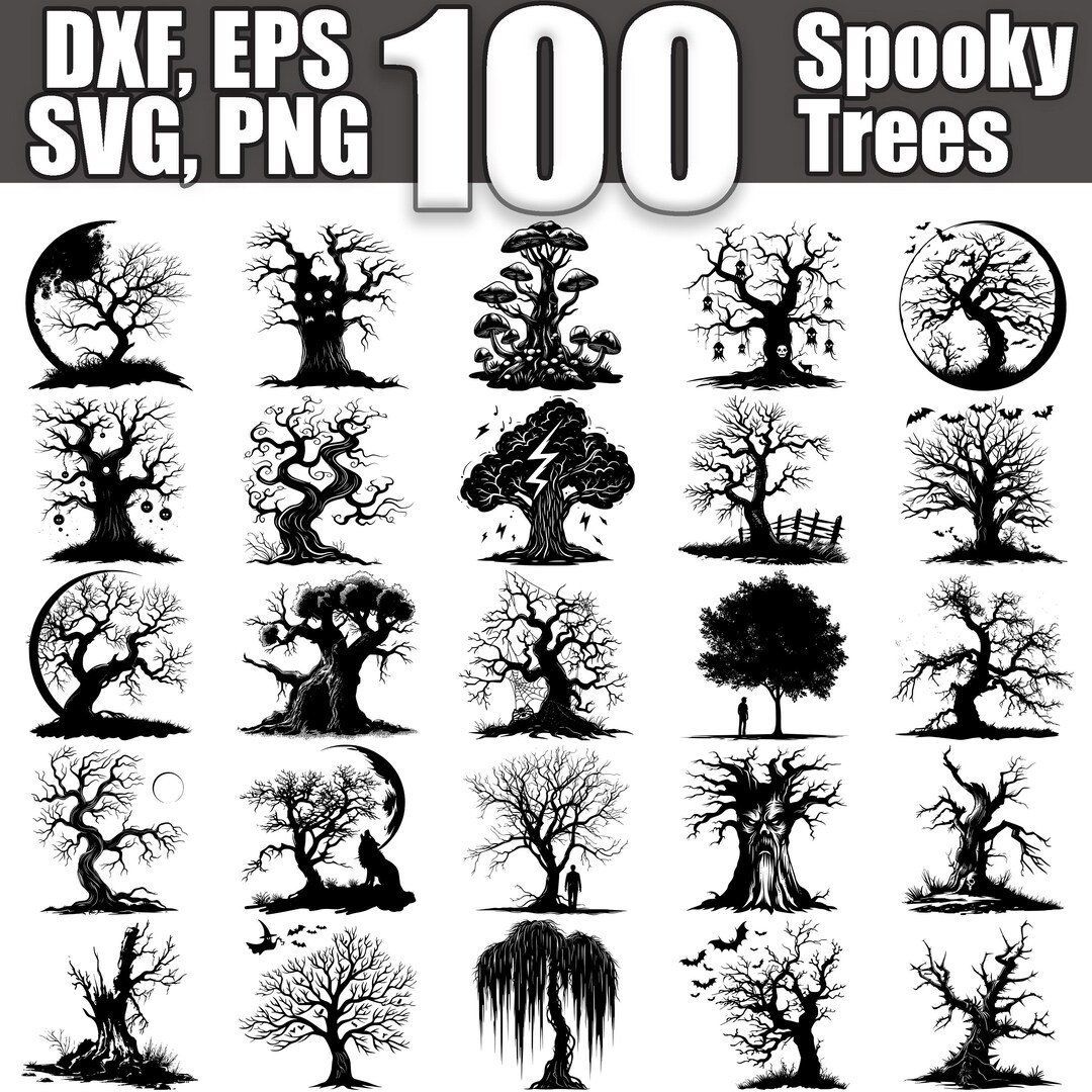 Spooky Trees SVG Bundle, Set of 100, Instant Digital Download Svg Png ...