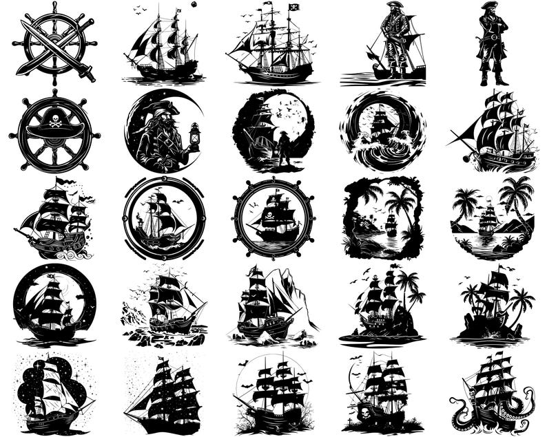 Pirate Ship SVG Bundle, Set of 100, Instant Digital Download Svg Png ...
