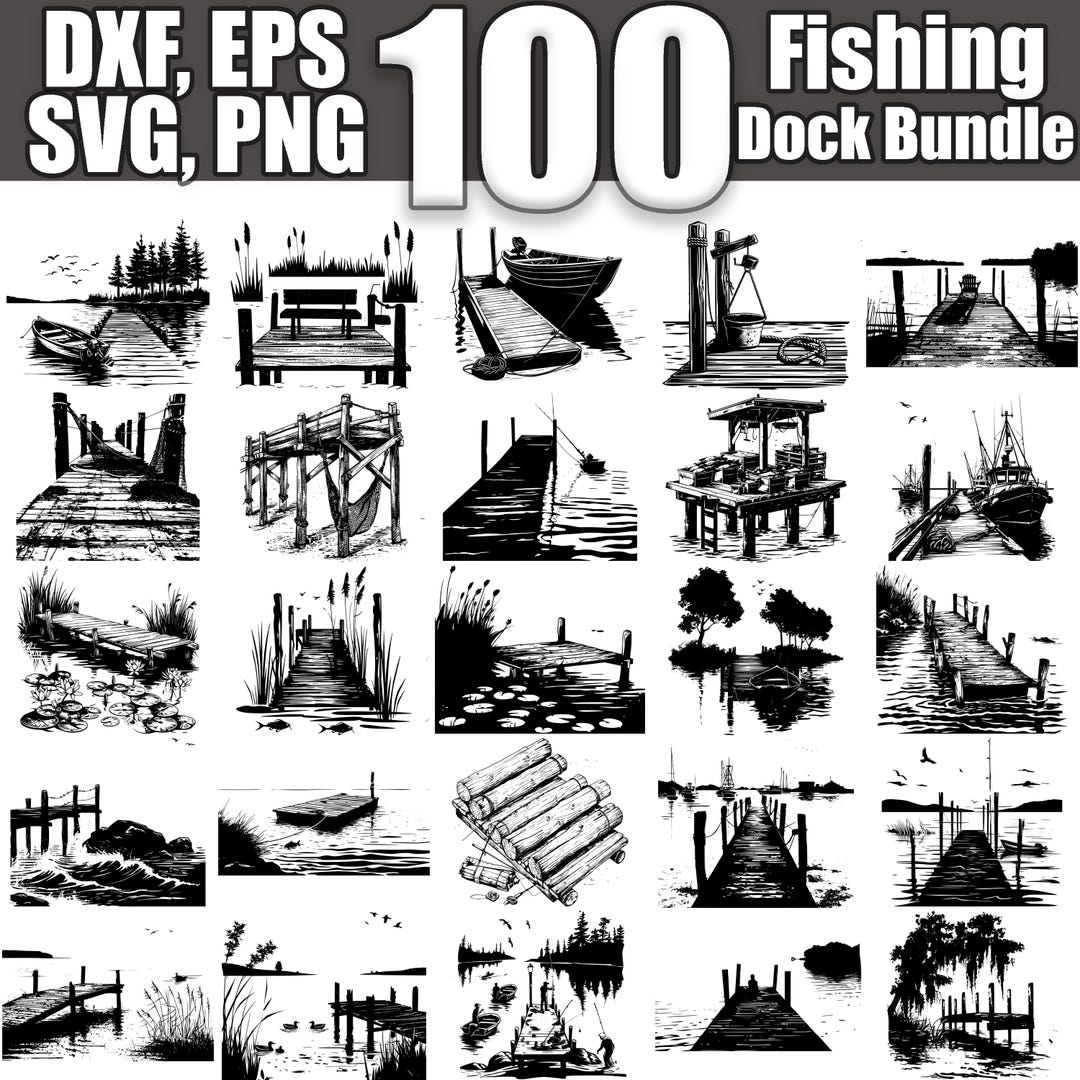 Fishing Dock SVG Bundle, Set of 100, Instant Digital Download Svg Png ...