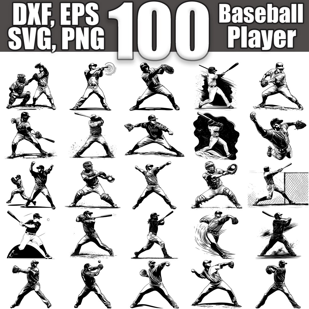 Baseball Player SVG Bundle: 100 Action Designs (digital Download) - Etsy
