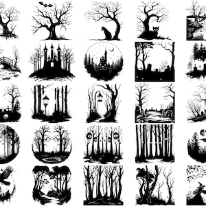 Haunted Forest SVG Bundle, Set of 100, Instant Digital Download Svg Png ...