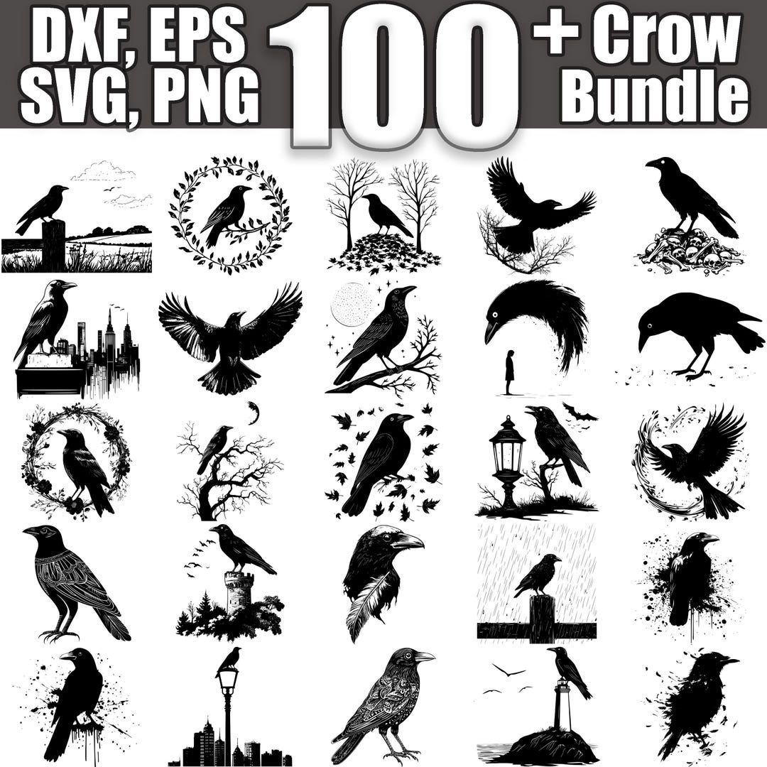 Crow SVG Bundle, Set of 100, Instant Digital Download Svg Png Dxf Eps ...