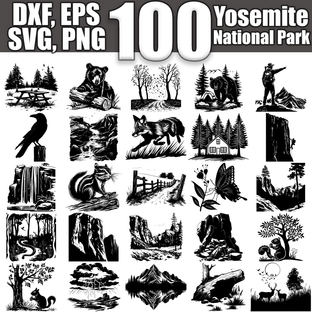 Yosemite National Park SVG Bundle, Set of 100, Instant Digital Download ...