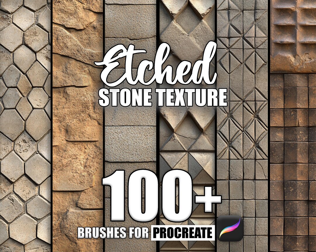 Etched Stone Procreate Brushes: 100+ Seamless Texture Patterns (instant ...