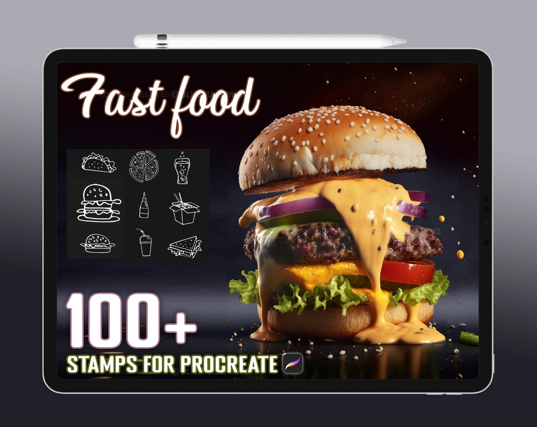 100+ Fast Food Procreate Brushes Bundle, Fast Food Stamps for Procreate ...