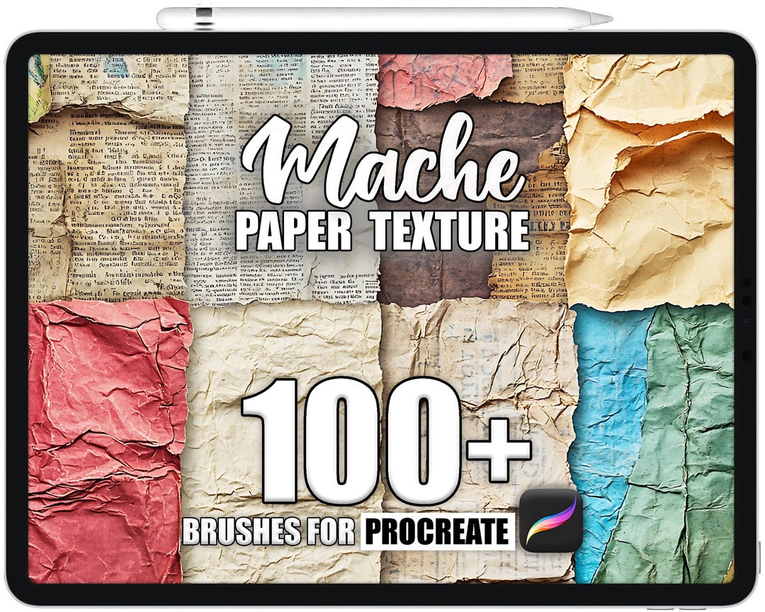 Paper Mache Texture Procreate Brushes: 100+ Seamless Patterns (instant ...