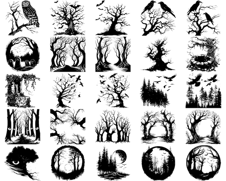 Haunted Forest SVG Bundle, Set of 100, Instant Digital Download Svg Png ...