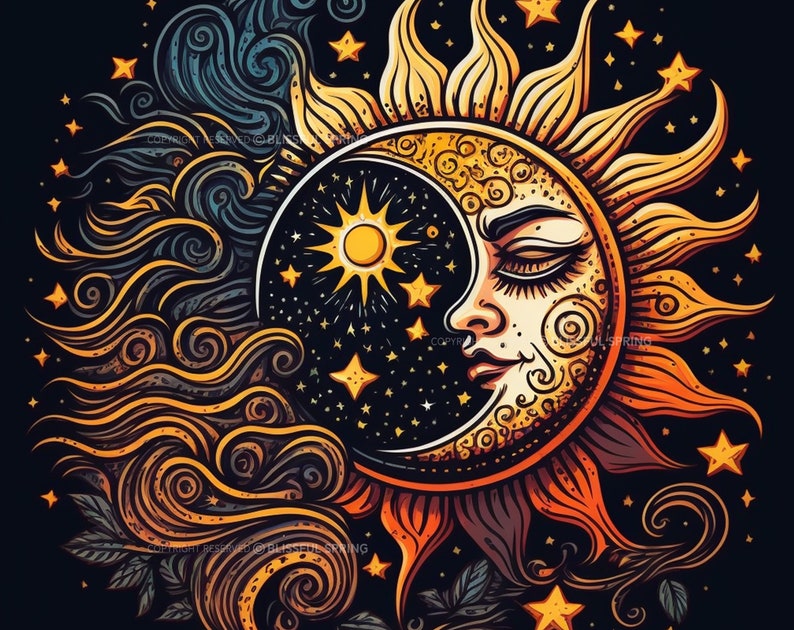 Mystical Moon Procreate Stamps: Celestial, Witchcraft, Tattoo (digital ...