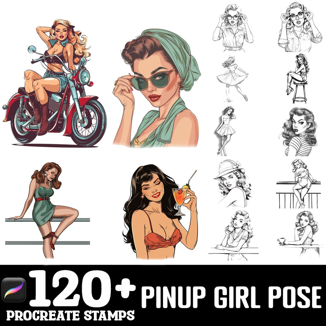 100 Pinup Girl Procreate Brush Set Procreate Stamp Brushes Instant Digital Download - Etsy