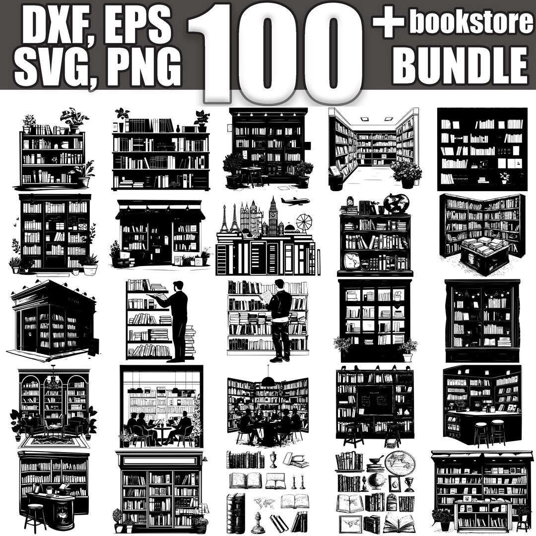 Bookstore SVG Bundle, Set of 100, Instant Digital Download Svg Png Dxf ...