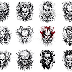 100+ Horror Tattoo Procreate Brush Set | Unique Tattoo Style Stamp ...