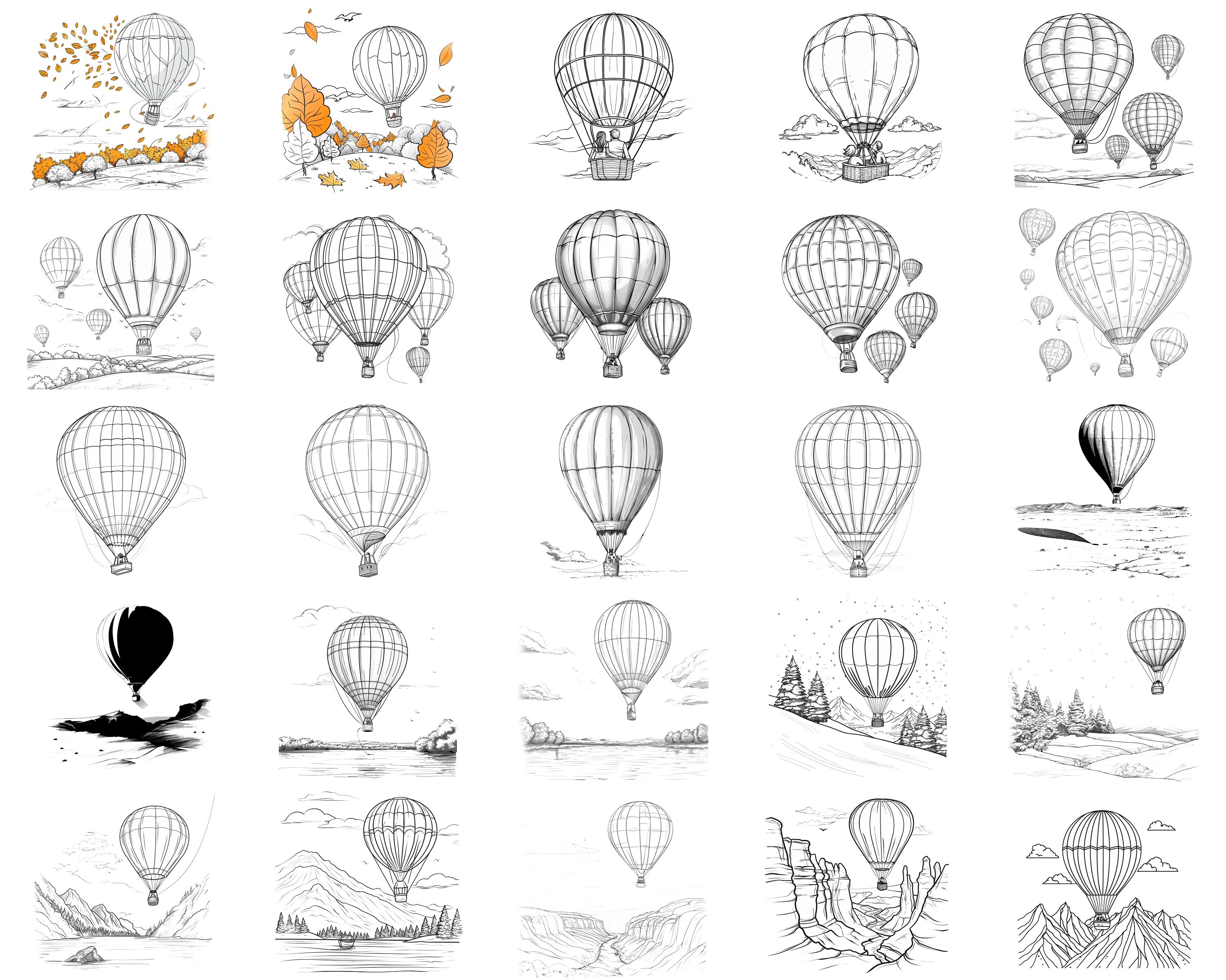 100+ Hot Air Balloon Procreate Brush Set | Procreate Stamp Brushes ...