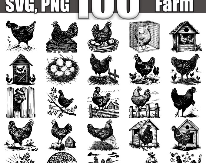Farm Scene Svg Bundle, Chicken Coop Svg, Free Range Chicken Svg Cricut ...