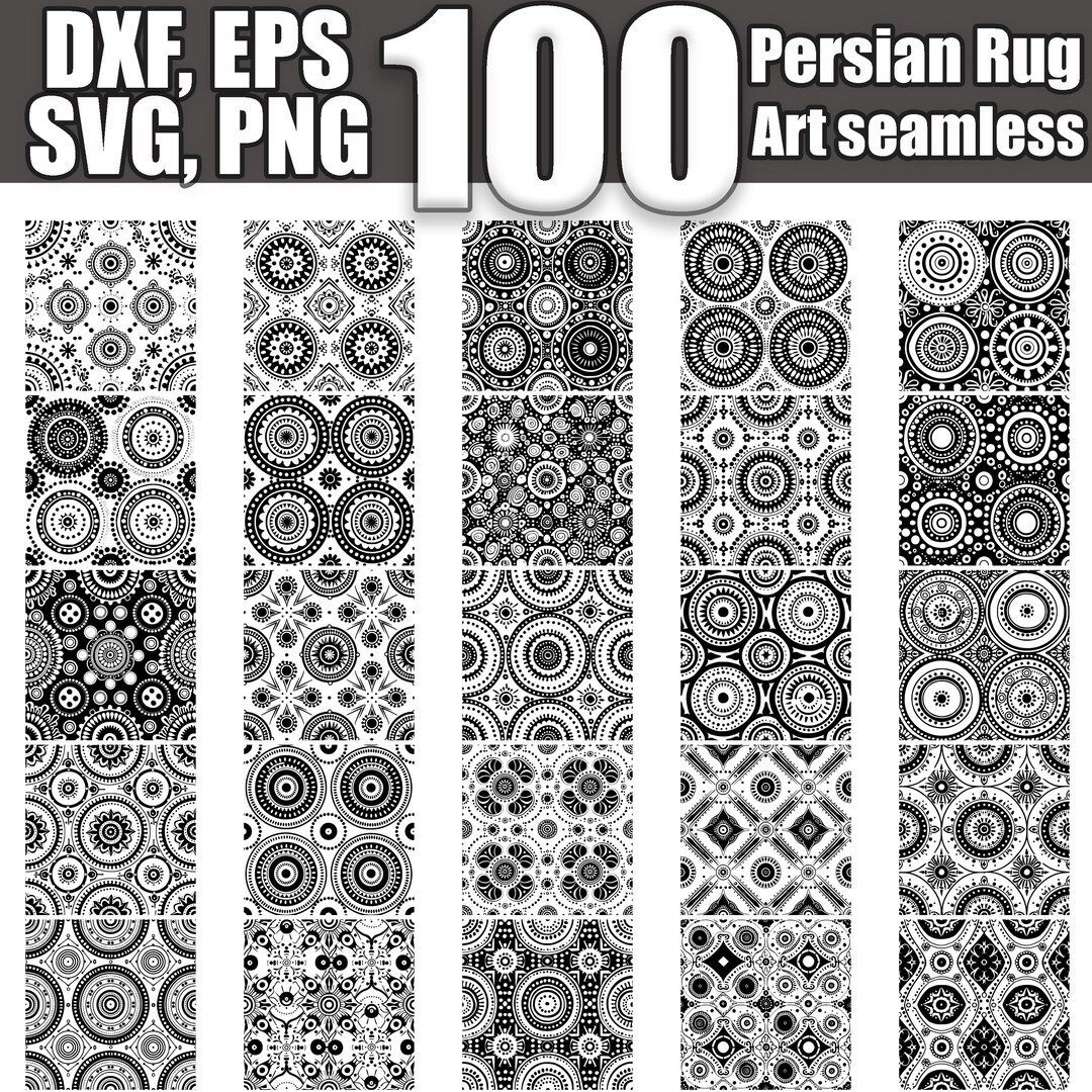 Persian Rug Seamless Pattern SVG Bundle, Set of 100, Instant Digital ...