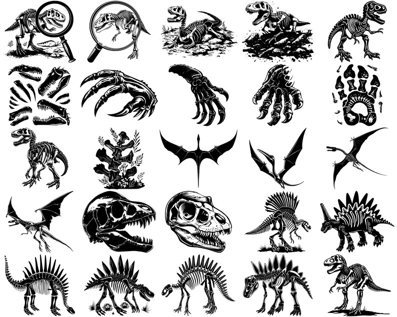 Dino Bones SVG Bundle, Set of 100, Instant Digital Download Svg Png Dxf ...