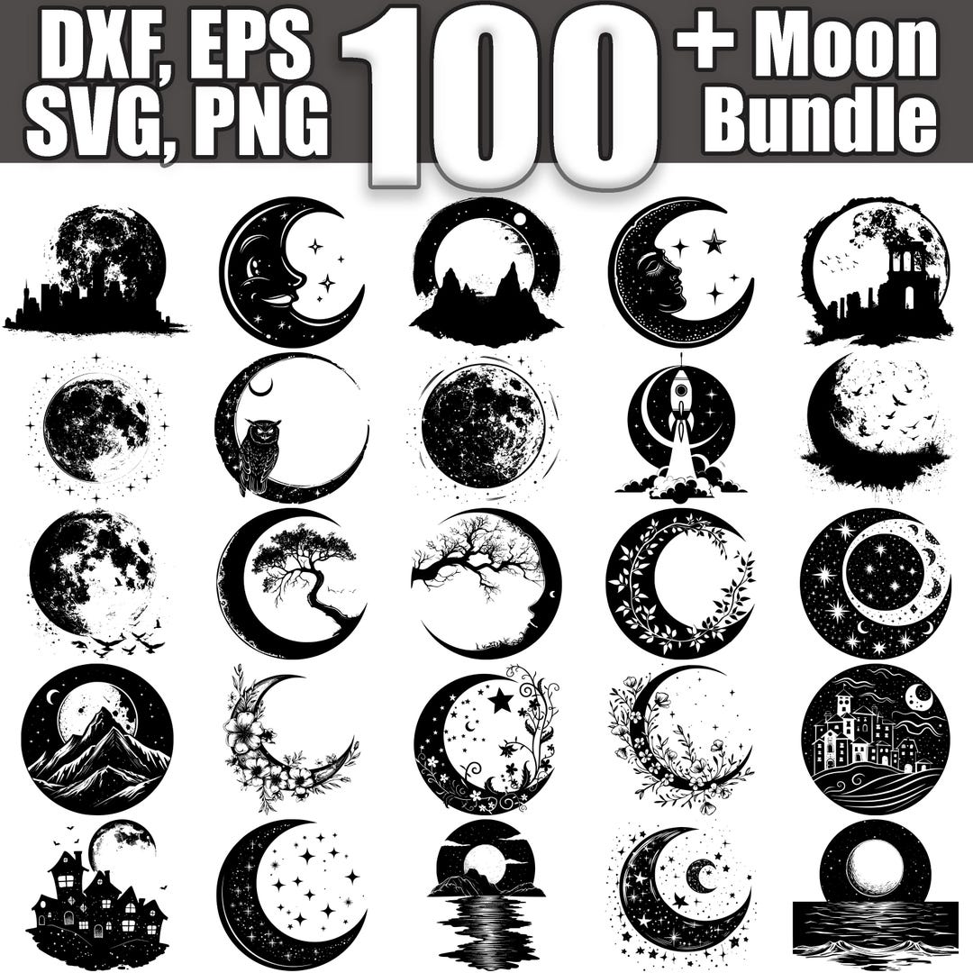 Moonlit Dreams SVG Bundle, Set of 100, Instant Digital Download Svg Png ...