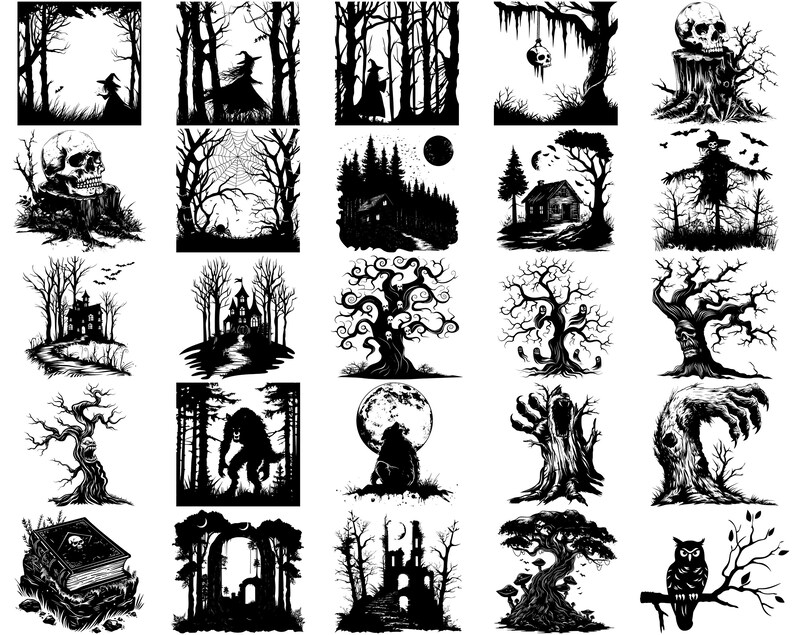 Haunted Forest SVG Bundle, Set of 100, Instant Digital Download Svg Png ...