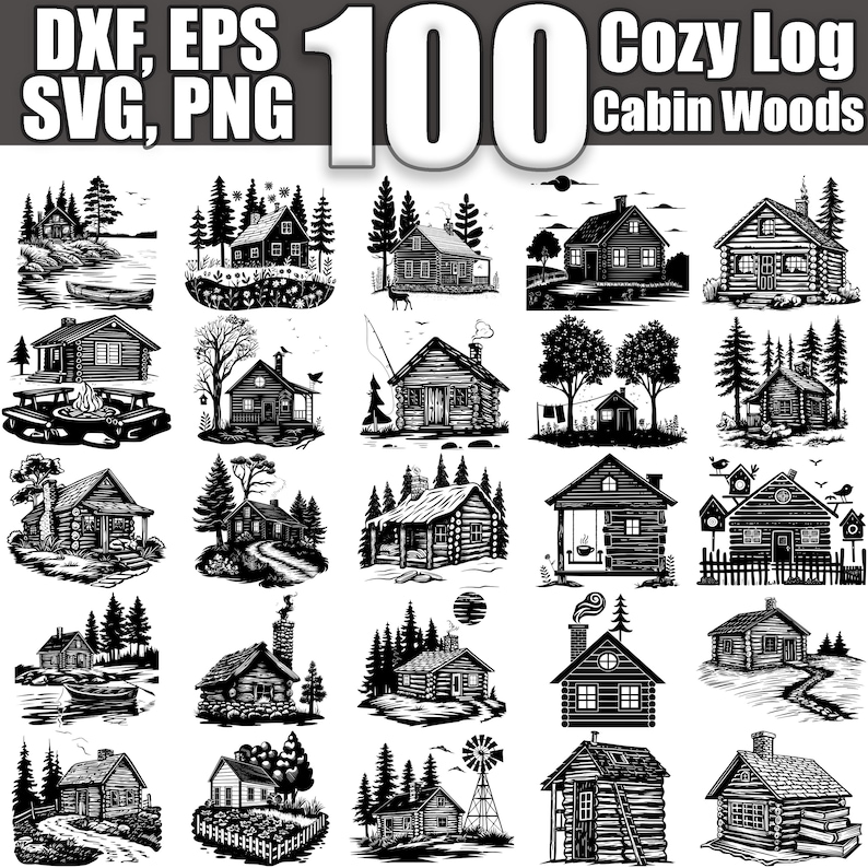Cozy Log Cabin SVG Bundle: 100 Woods Designs (digital Download) - Etsy