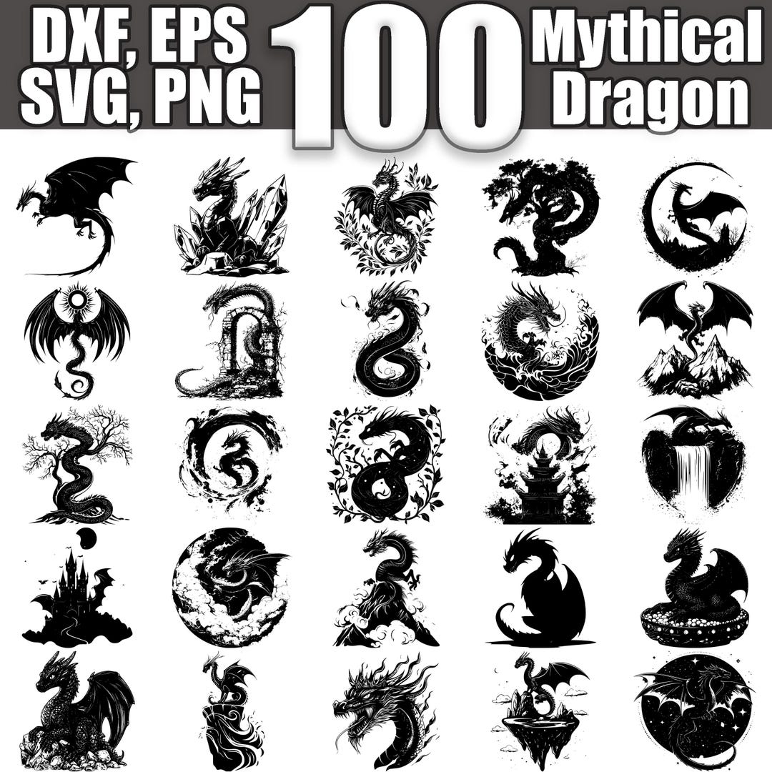 Mythical Dragon SVG Bundle, Set of 100, Instant Digital Download Svg ...