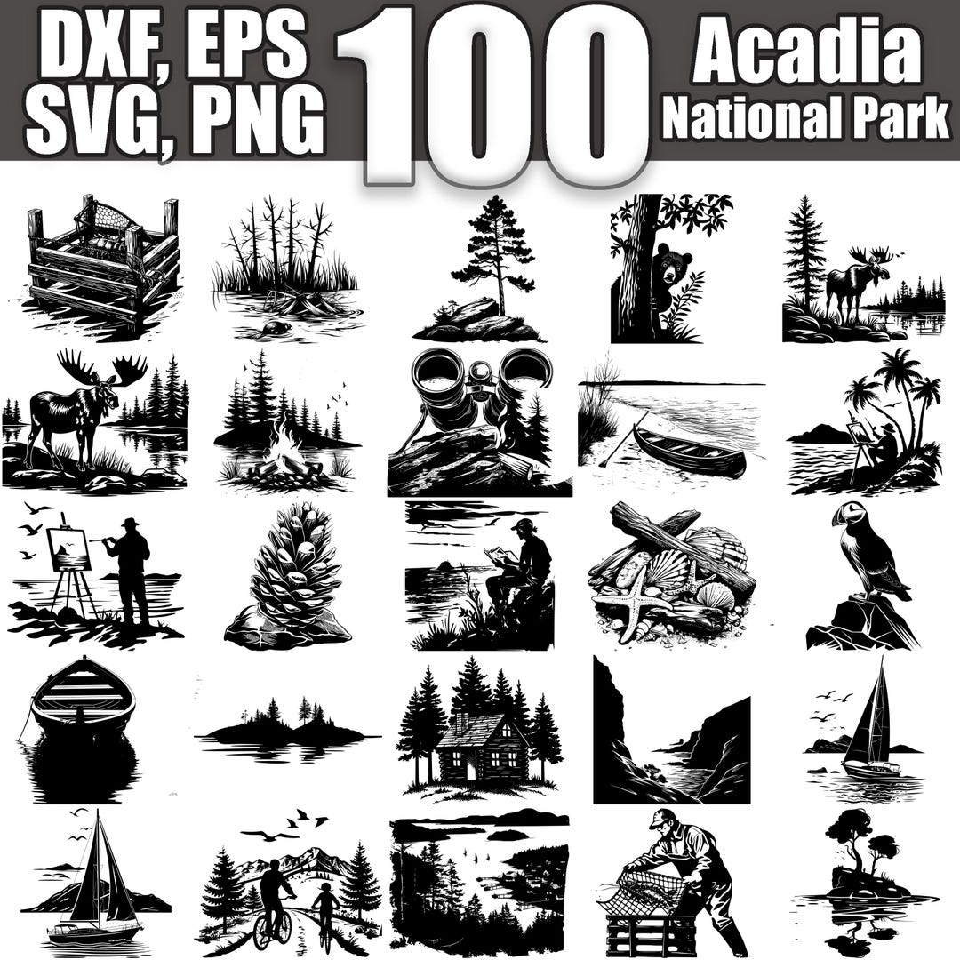 Acadia National Park SVG Bundle, Set of 100, Instant Digital Download ...