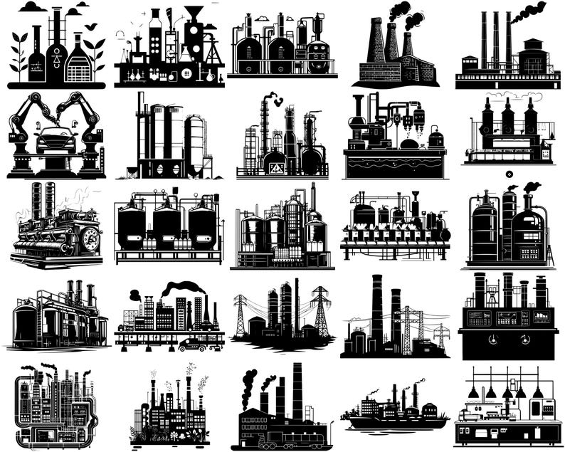 Factory Plant SVG Bundle, Set of 100, Instant Digital Download Svg Png ...