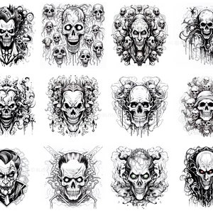 100+ Horror Tattoo Procreate Brush Set | Unique Tattoo Style Stamp ...