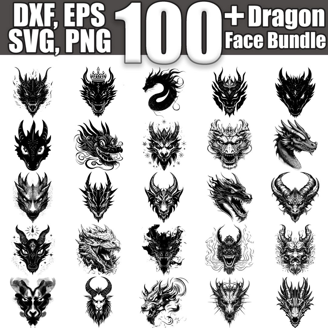 Dragon Face SVG Bundle, Set of 100, Instant Digital Download Svg Png ...