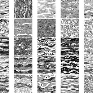 Ocean Waves Seamless Pattern SVG Bundle: 100 Coastal Designs (digital ...