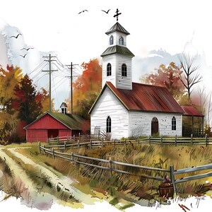 150+ Country Church Scene Procreate Brush Set | Stamps for Procreate ...