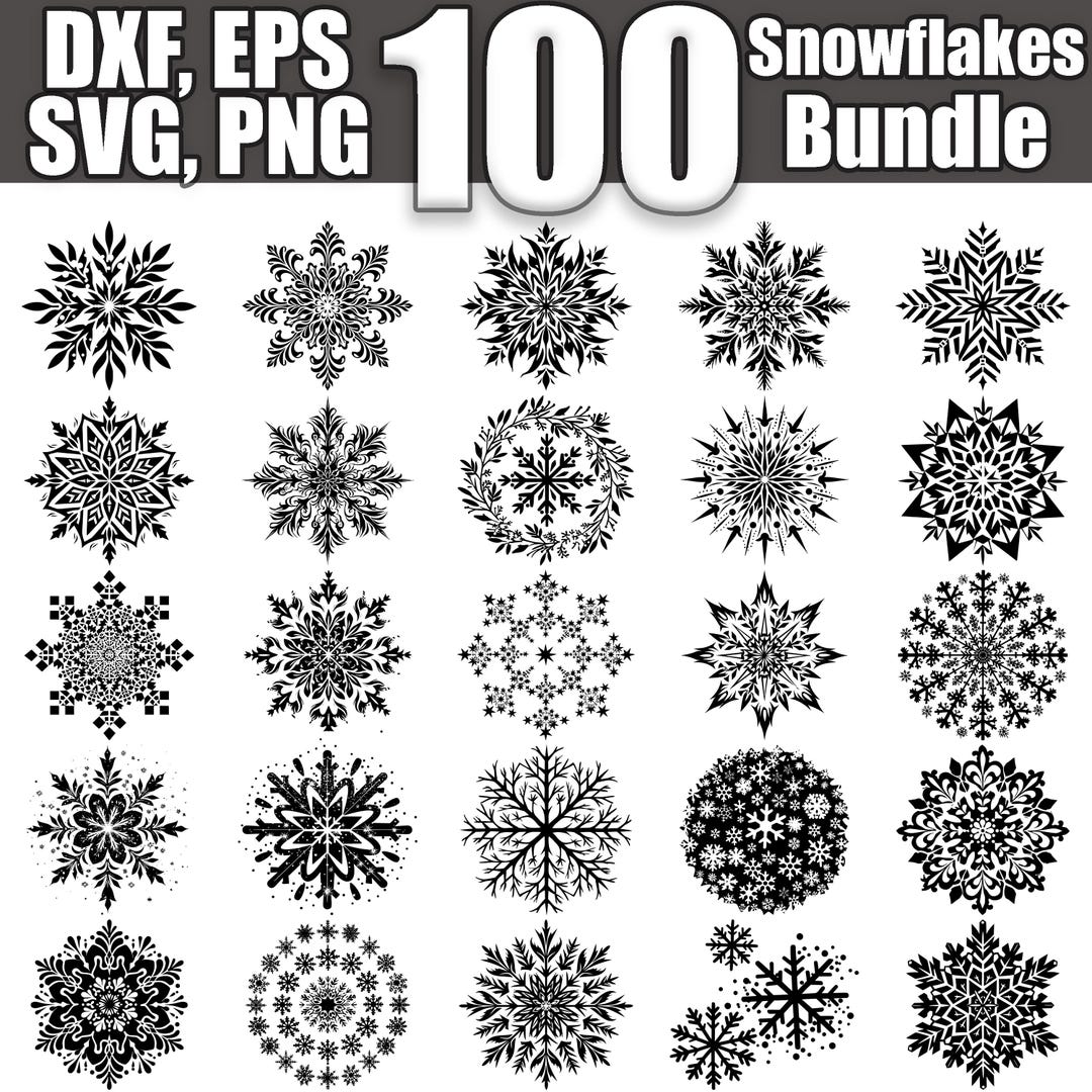 Snowflakes SVG Bundle, Set of 100, Instant Digital Download Svg Png Dxf ...