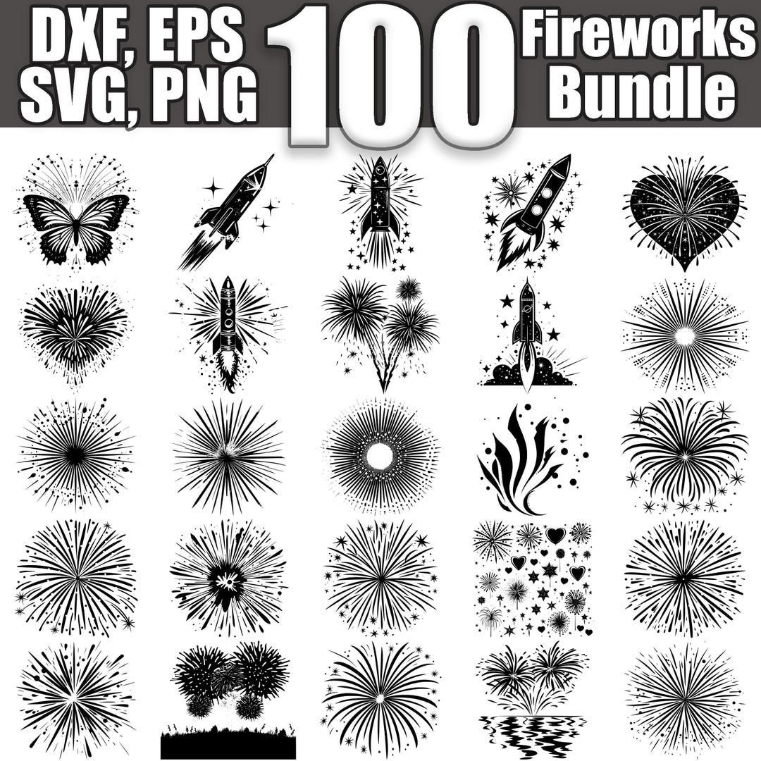 Fireworks SVG Bundle, Set of 100, Instant Digital Download Svg Png Dxf ...