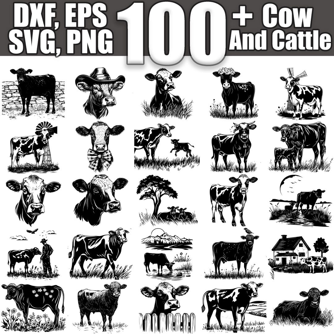 Cow and Cattle SVG Bundle, Set of 100, Instant Digital Download Svg Png ...