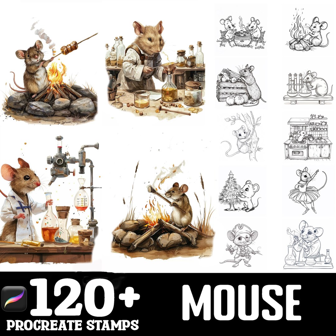 128+ Mouse Procreate Brush Set | Stamps for Procreate | Instant Digital ...
