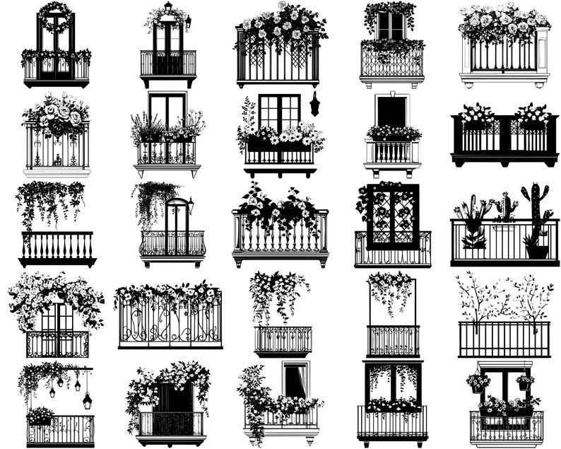 Floral Balcony SVG Bundle, Set of 100, Instant Digital Download Svg Png ...