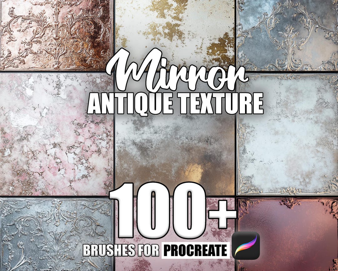 100+ Antique Mirror Procreate Pattern Brushes, Seamless Textures ...
