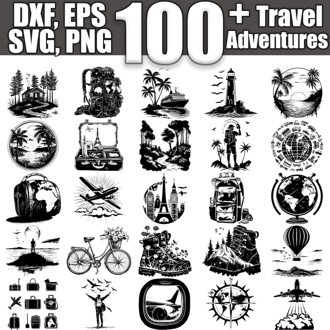 Travel Adventures SVG Bundle, Set of 100, Instant Digital Download Svg ...