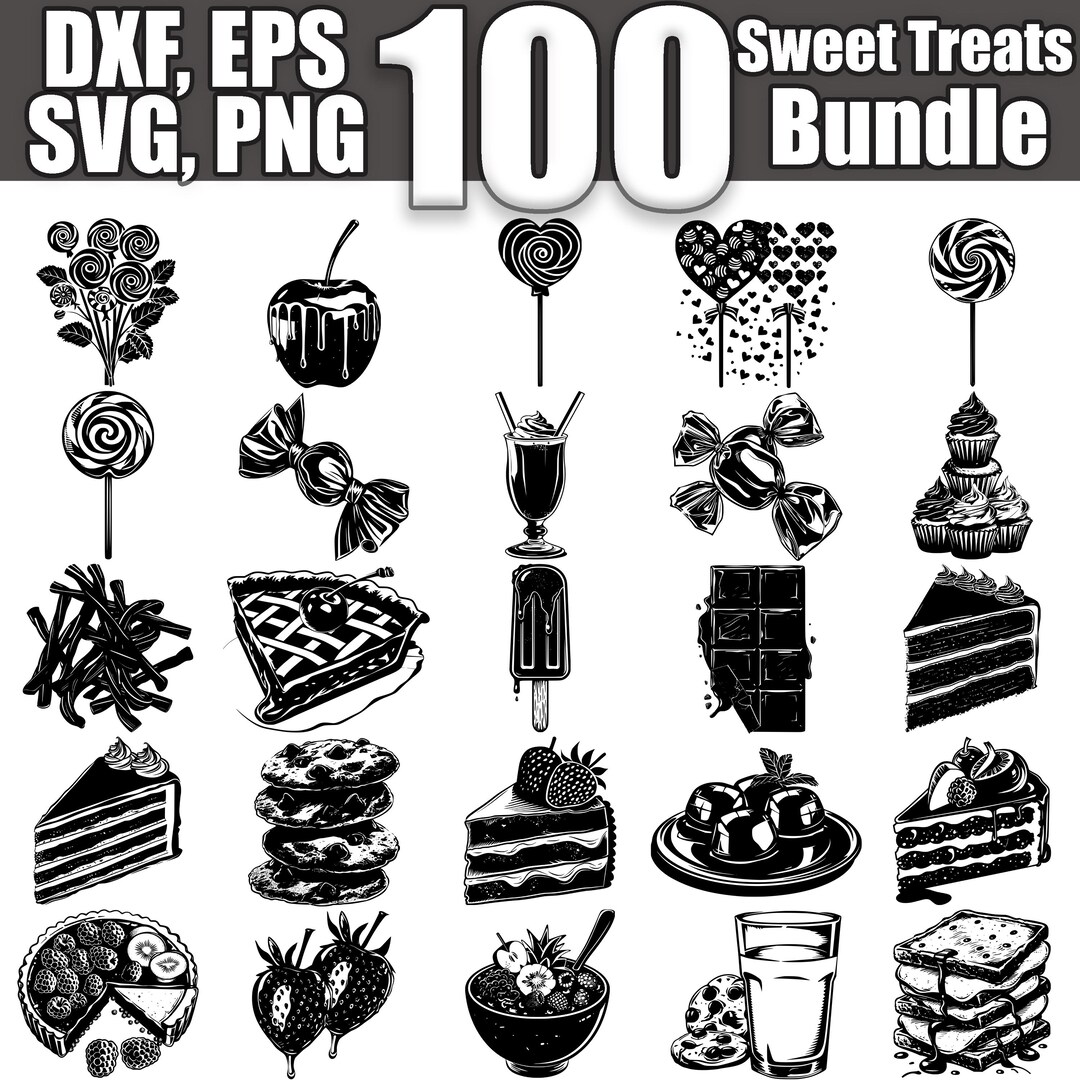 Sweet Treats SVG Bundle, Set of 100, Instant Digital Download Svg Png ...