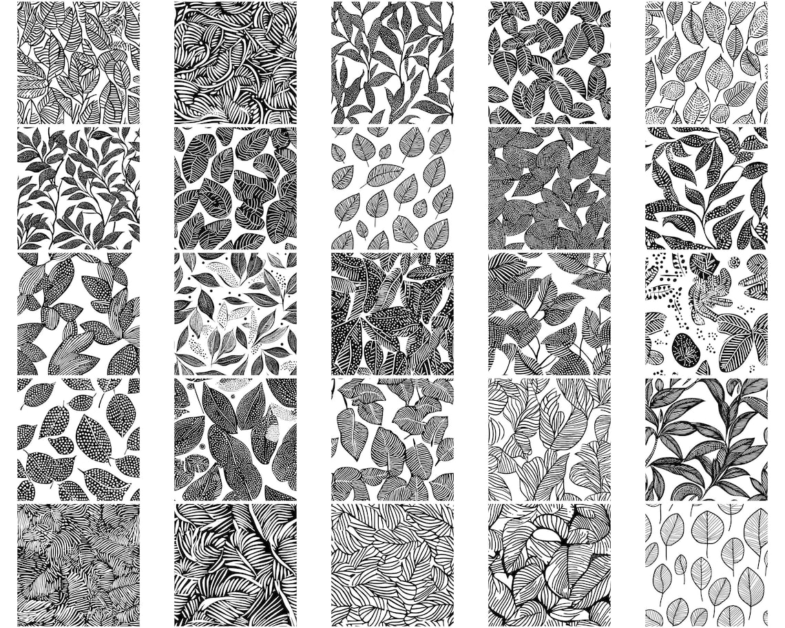 Jungle Leaves Seamless Pattern SVG Bundle: 100 Tropical Designs ...