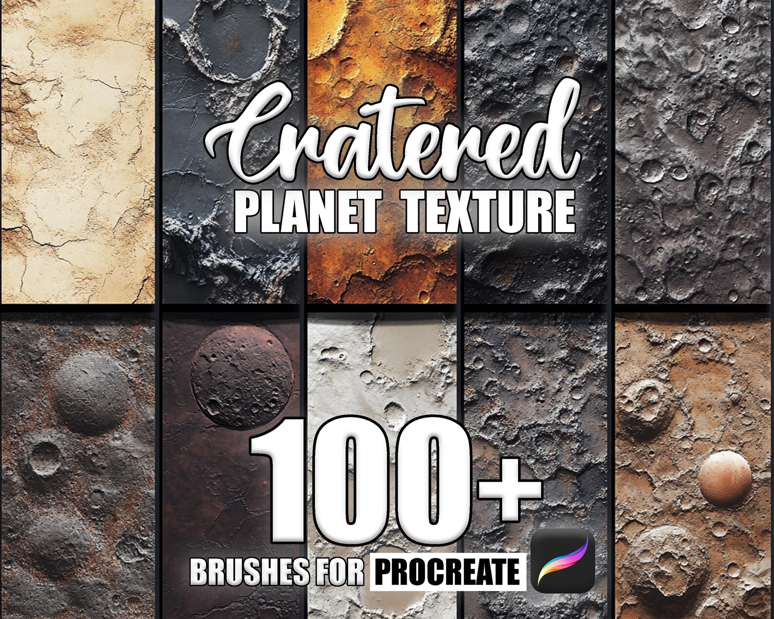 100+ Cratered Planet Texture Procreate Brushes: Seamless Patterns ...