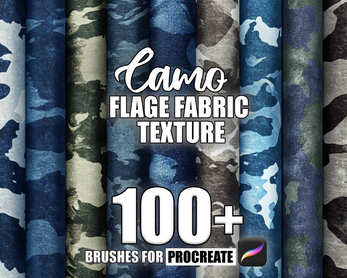 Camouflage Fabric Procreate Brushes: 100+ Seamless Texture Patterns ...