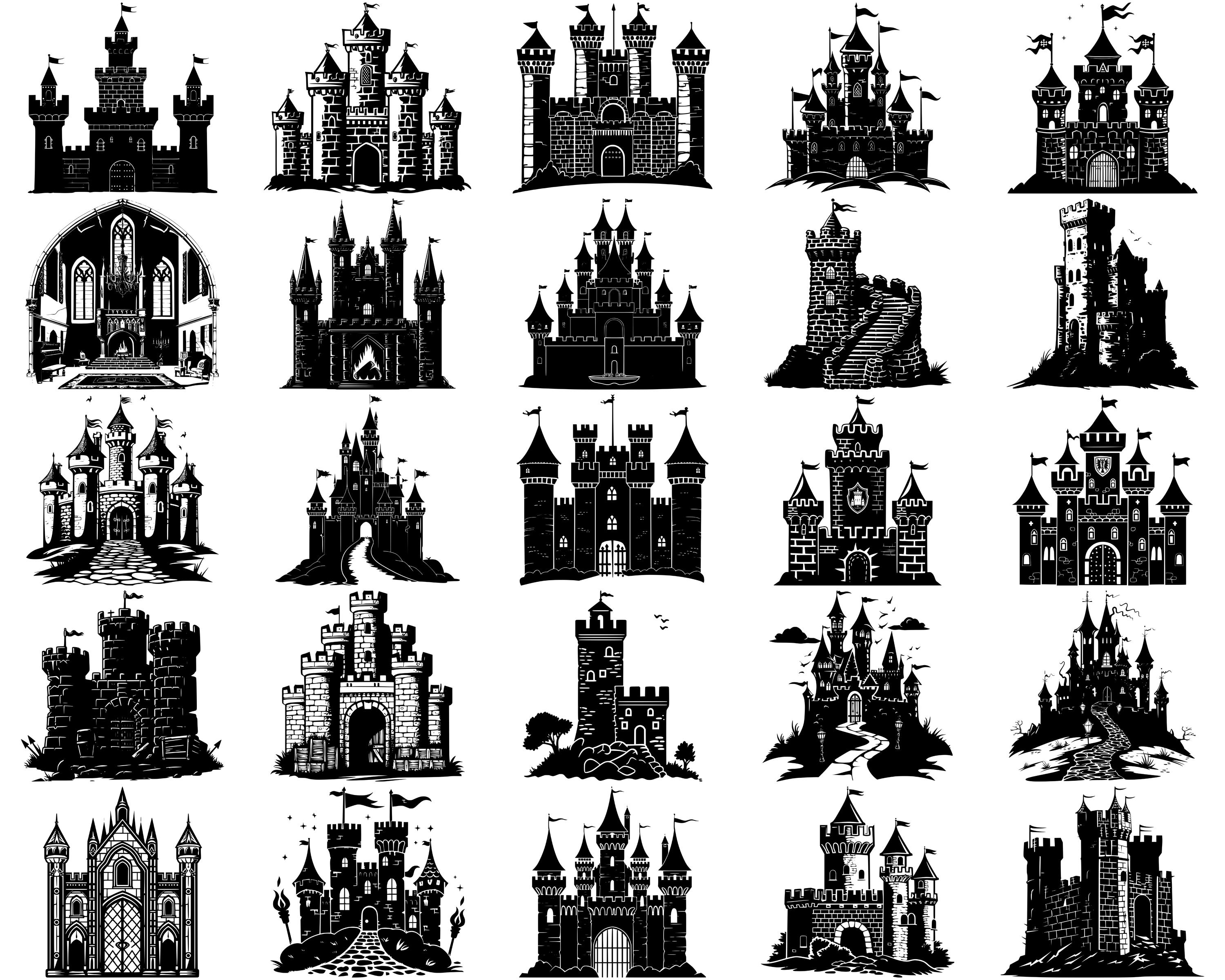Medieval Castle SVG Bundle, Set of 100, Instant Digital Download Svg ...