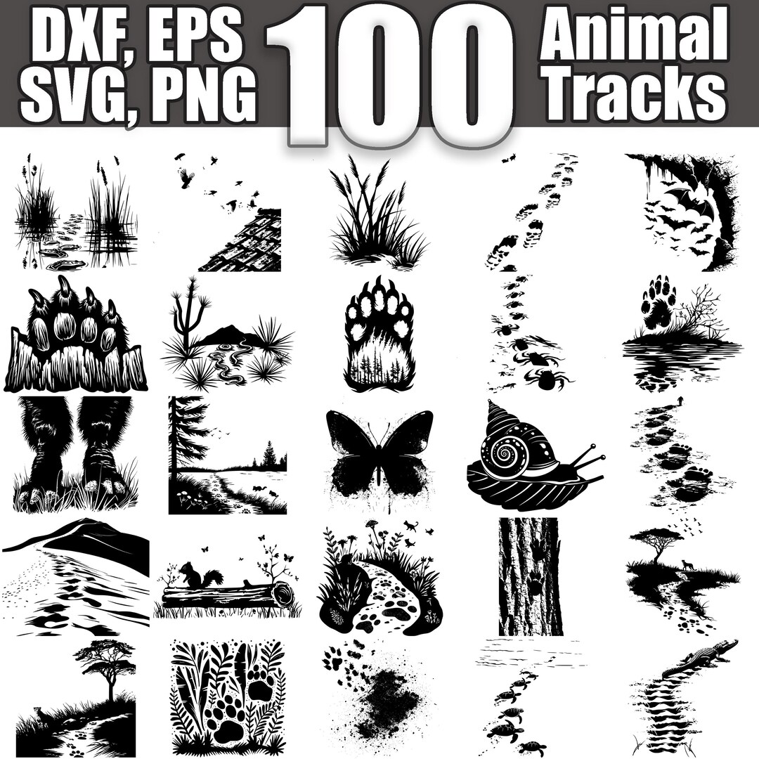 Animal Tracks SVG Bundle, Set of 100, Instant Digital Download Svg Png ...
