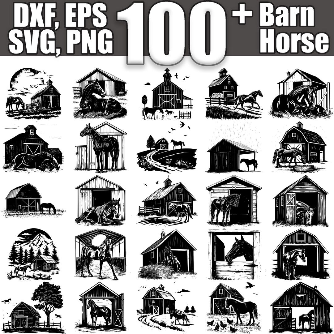 Barn Horse SVG Bundle, Set of 100, Instant Digital Download Svg Png Dxf ...