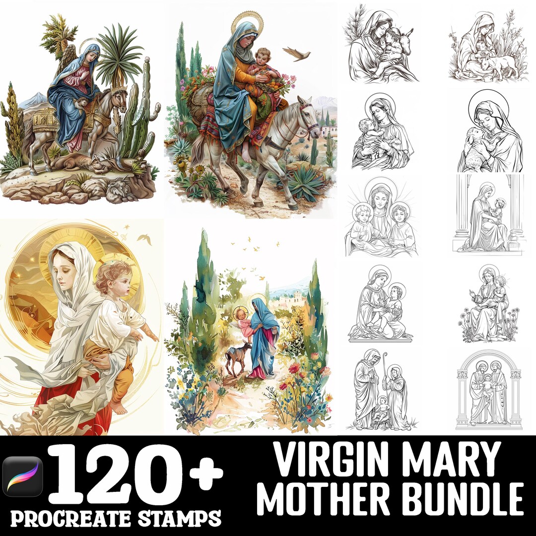 100+ Virgin Mother Mary Brush Set | Unique Stamp Brushes | Instant ...