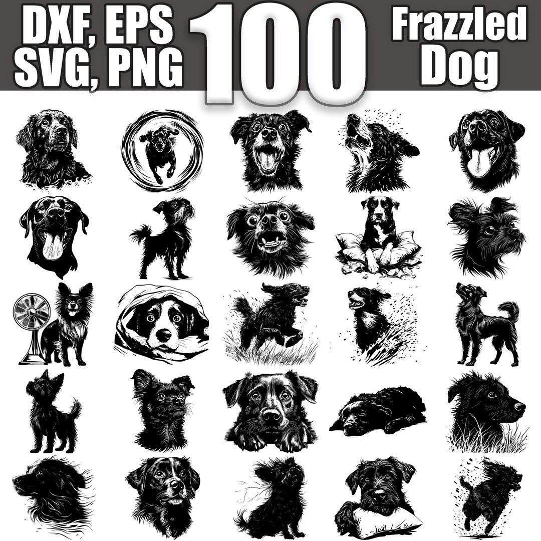 Frazzled Dog SVG Bundle, Set of 100, Instant Digital Download Svg Png ...